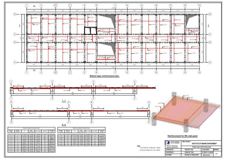 Bottom Layer Rebar Layout Plan | PDF | Composite Material | Industrial ...