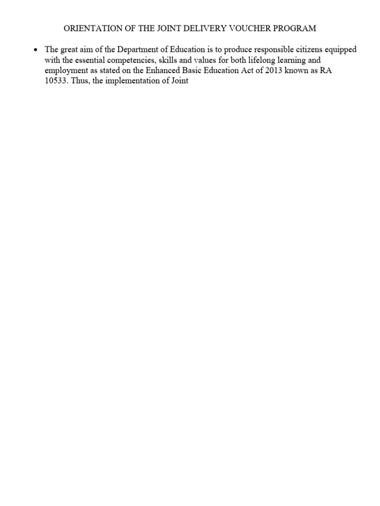 Orientation of The Joint Delivery Voucher Program Script | PDF ...