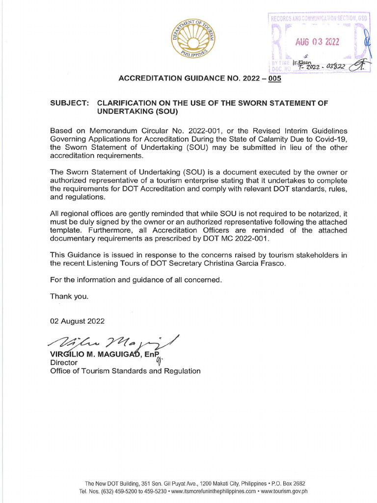 Accreditation Guidance No. 2022-005 | PDF