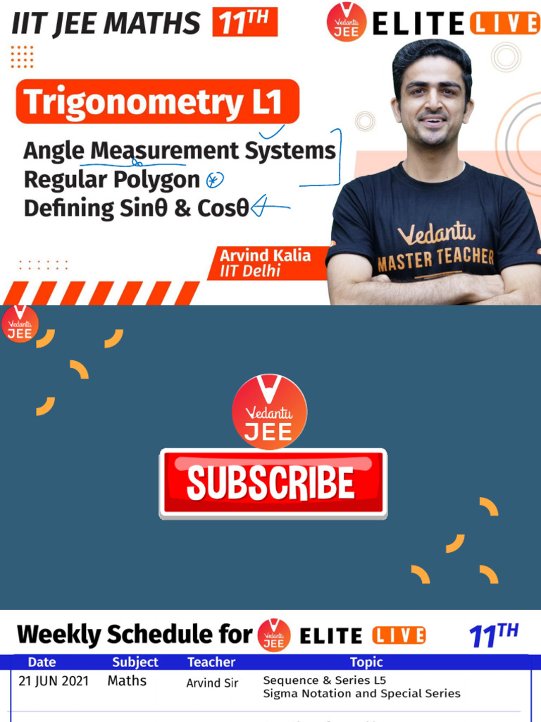 YT +Trigonometry+L1+ +11th+elite | PDF | Circle | Angle