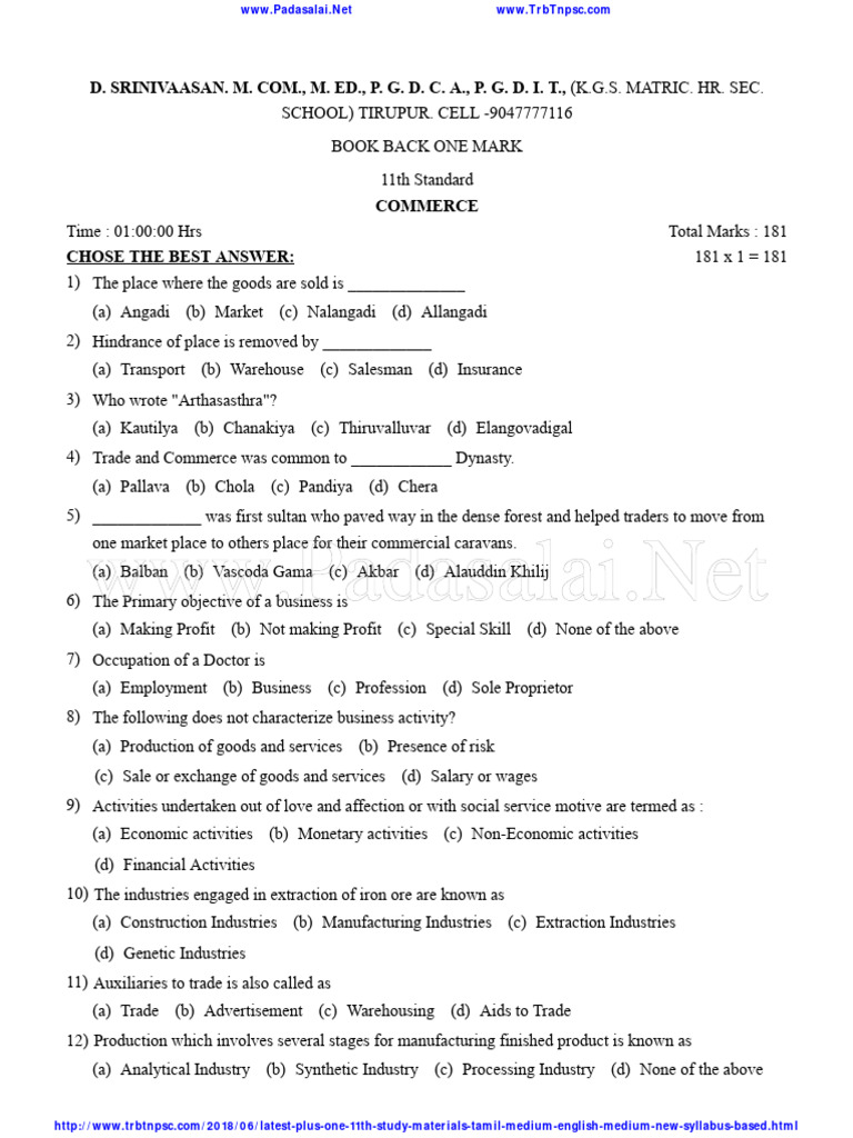11th Commerce Book Back Questions | PDF | Bonds (Finance) | Stocks