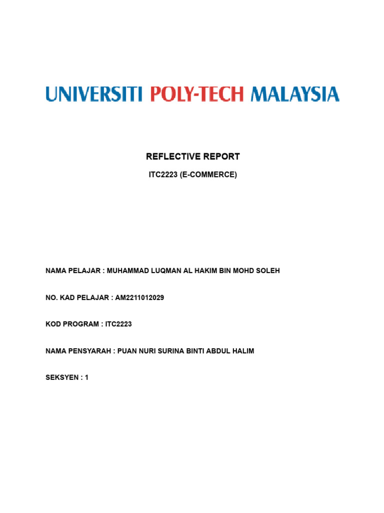 Reflective Report (E-Commerce) | PDF | Computing | Websites