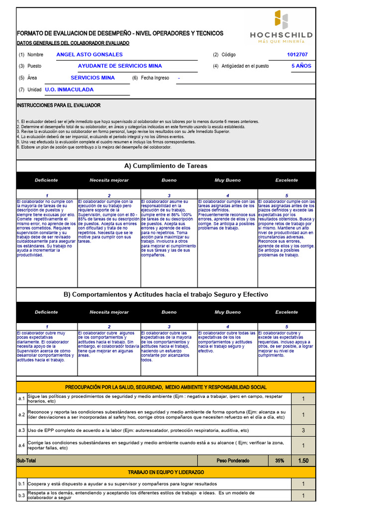 Formato Evaluacion - Angel Asto Gonsales | PDF | Crecimiento personal y ...