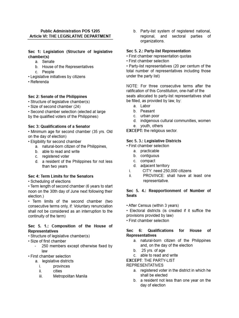 POS 1205 Article VI - THE LEGISLATIVE DEPARTMENT | PDF | Appropriations ...