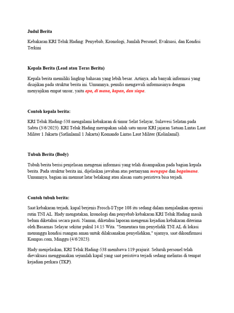 Contoh Teks Berita Beserta Struktur | PDF | Sains & Matematika | Perjalanan