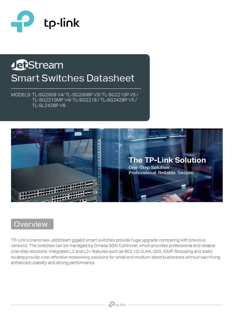 TP Link JetStream Smart Switches Datasheet | PDF | Ip Address | Ethernet