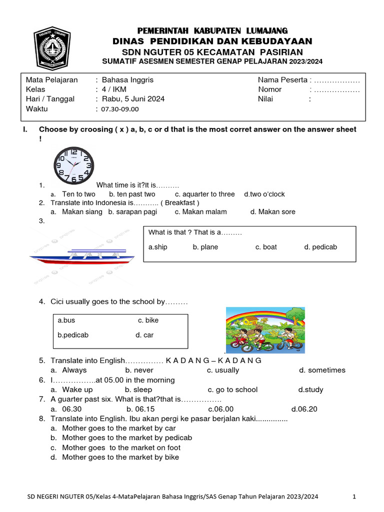 B. Inggris Kls 4 Semester 2 | PDF | Kitchen | Room