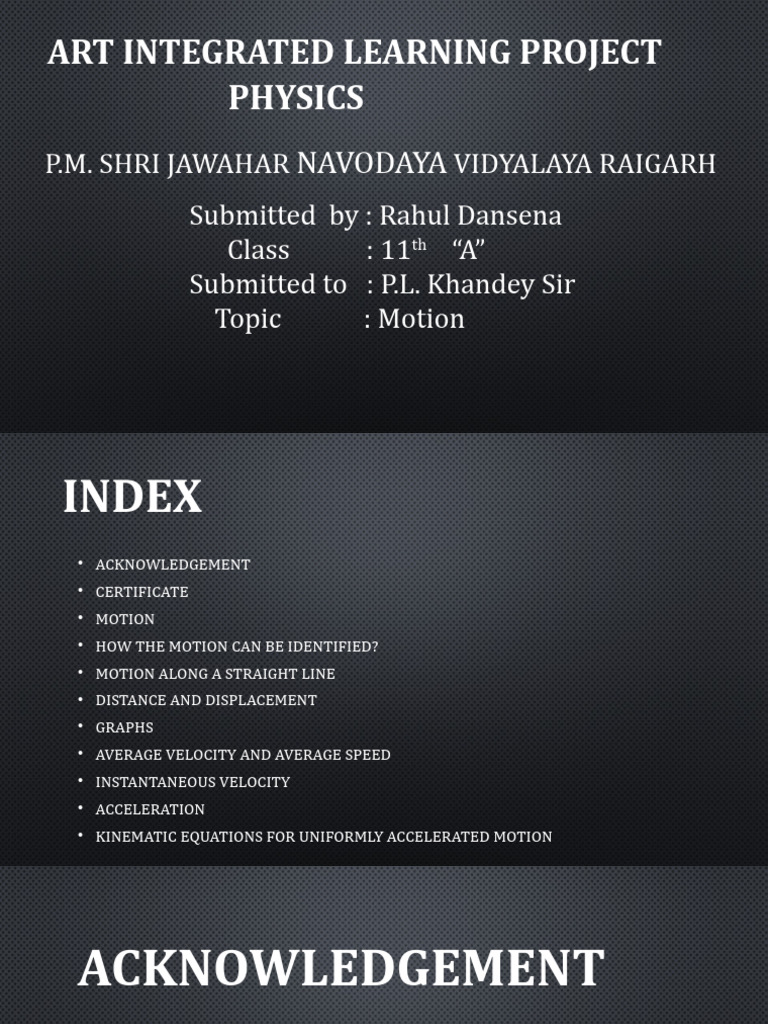 Physics Art Integrated Learning Project | PDF | Velocity | Acceleration