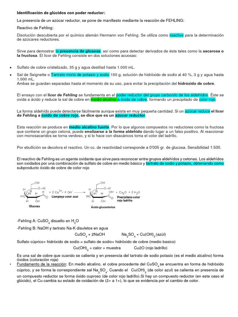 Identificación de Glúcidos Con Poder Reductor | PDF | Moléculas | Química Física