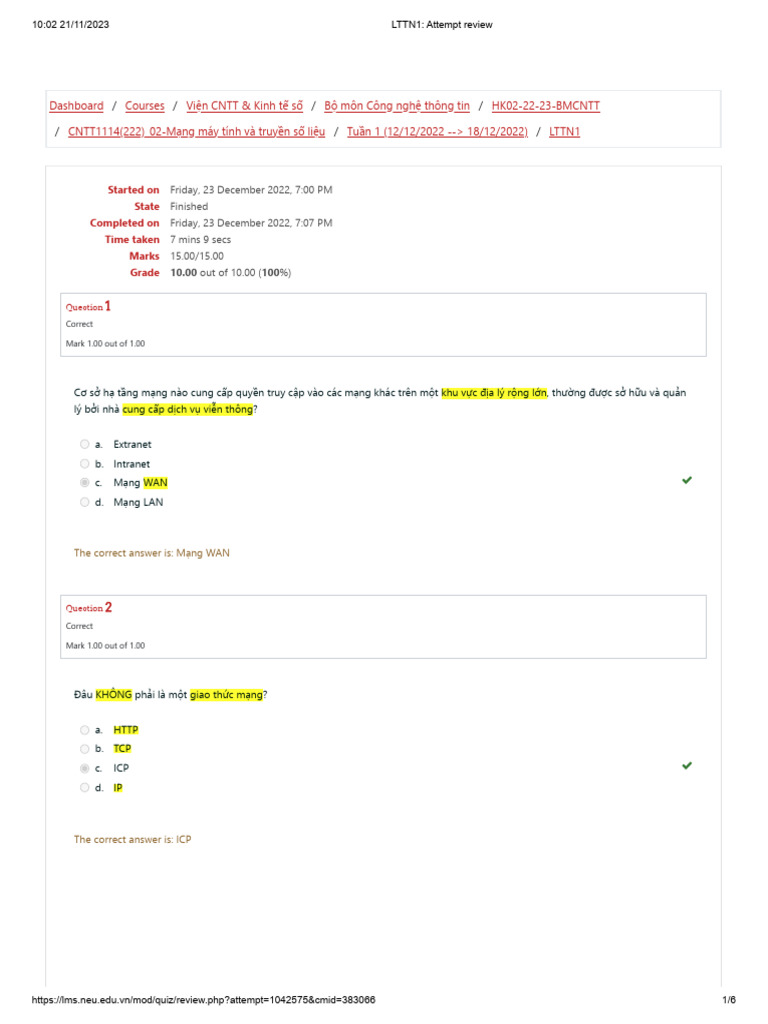 LTTN1 Attempt Review | PDF