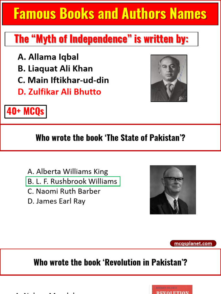 Famous Books and Authors | PDF | Pakistan Movement | Pakistan