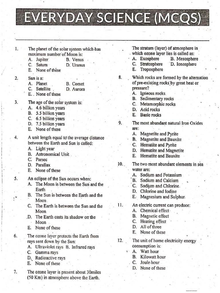 Everyday Science MCQs | PDF