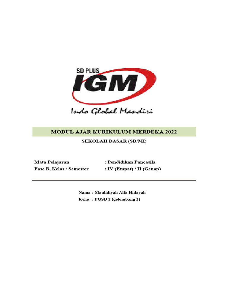 Modul Ajar PPKN Bab 4 Kelas 4 | PDF | Karier & Perkembangan