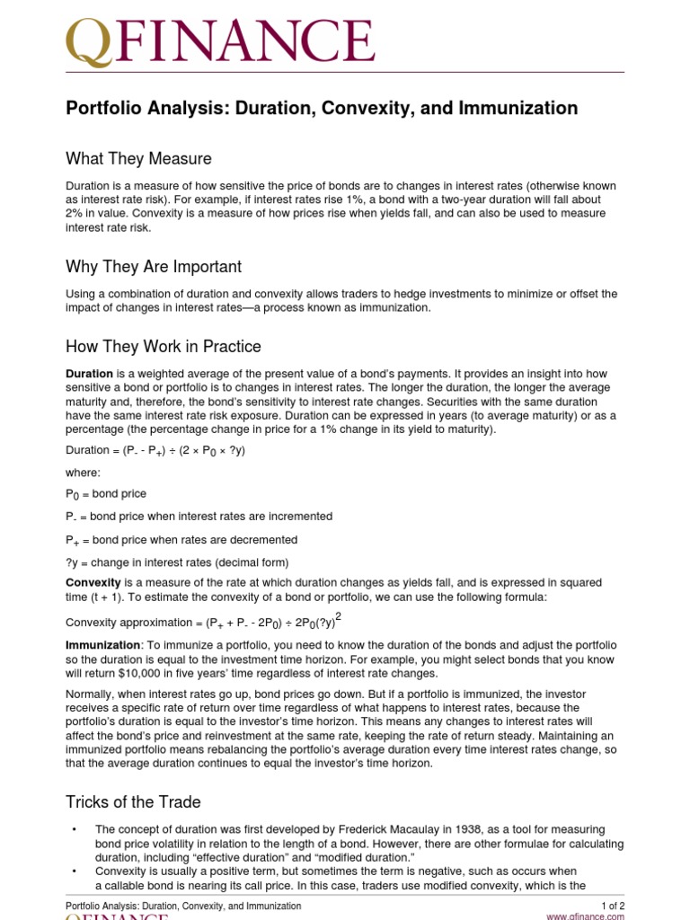 Portfolio Analysis Duration Convexity and Immunization | PDF | Bond ...