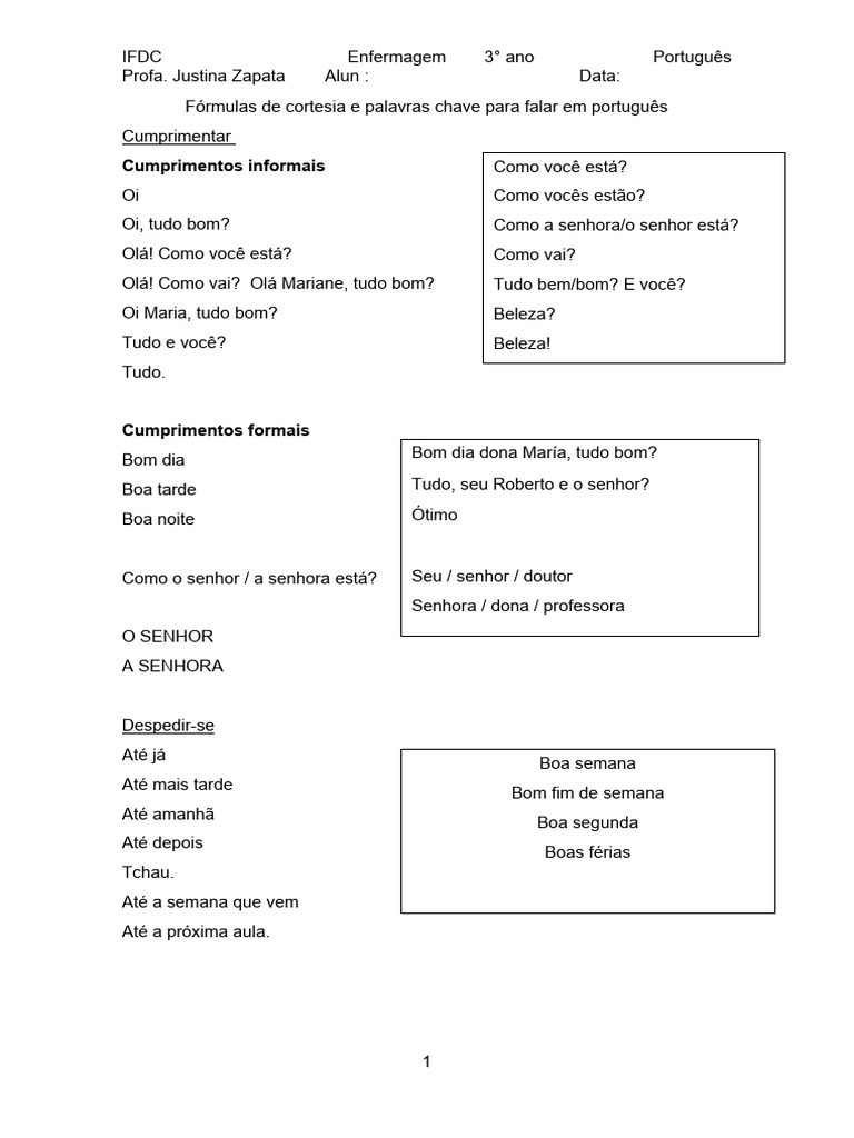 Formulas de Cortesia | PDF