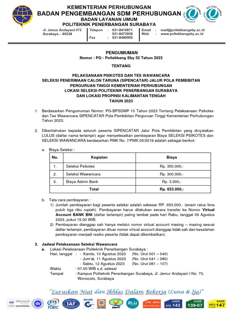PG 52 Pelaksanaan Psikotes Dan Wawancara Sipencatar Polbit 2023 ...