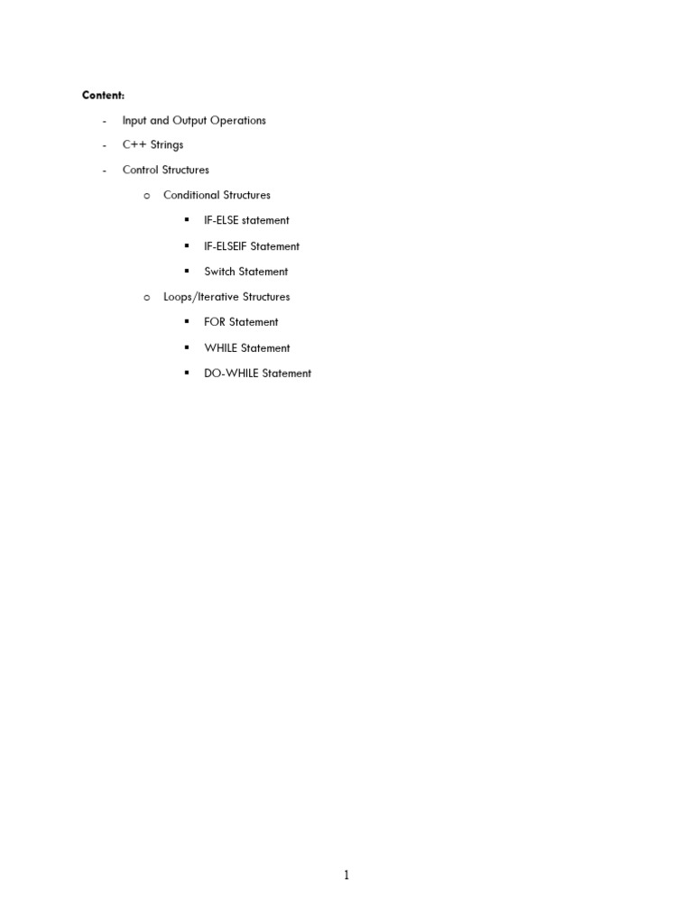 04 - CSC 201 - Control Structures | PDF | String (Computer Science) | C++
