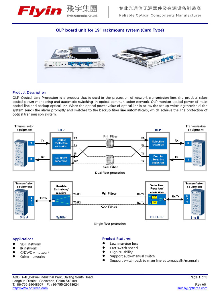 Flyin OLP Board in 19-In Rack Specification VA0 | PDF | Wavelength Division Multiplexing ...