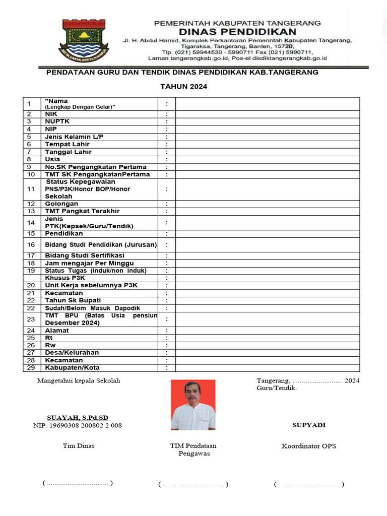 Pendataan Guru Dan Tendik Dinas Pendidikan Kab | PDF