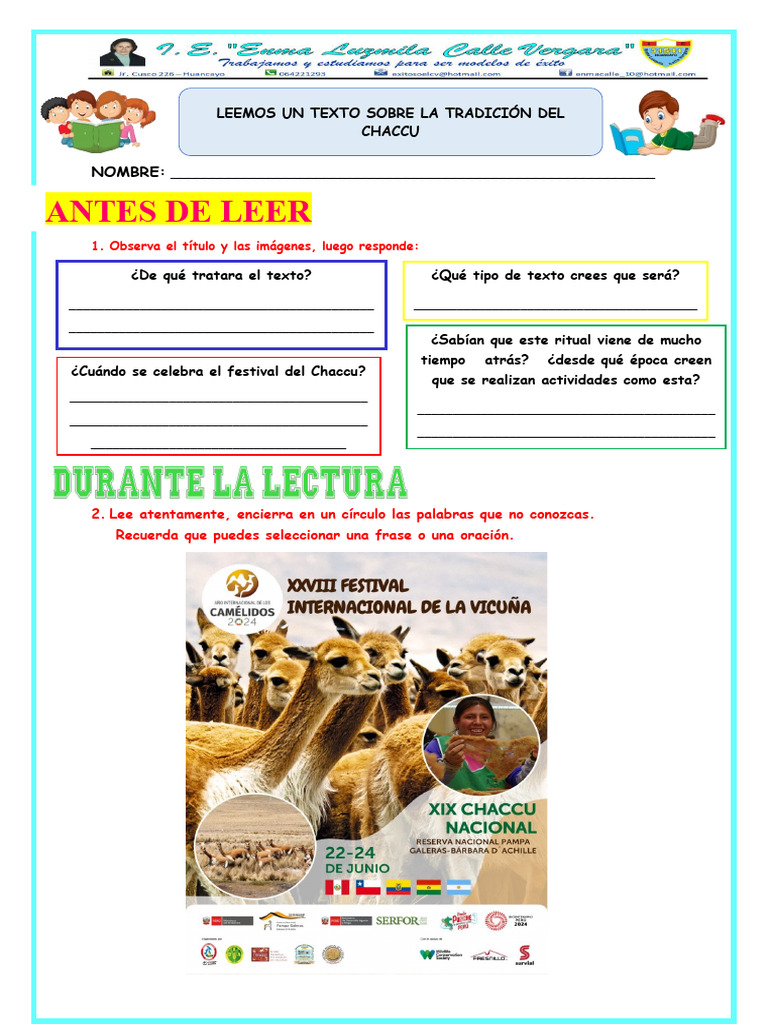 FICHA COM Llemos Sobre La Tradición Del Chaccu | PDF | Ciencias sociales | Estudios de idiomas ...