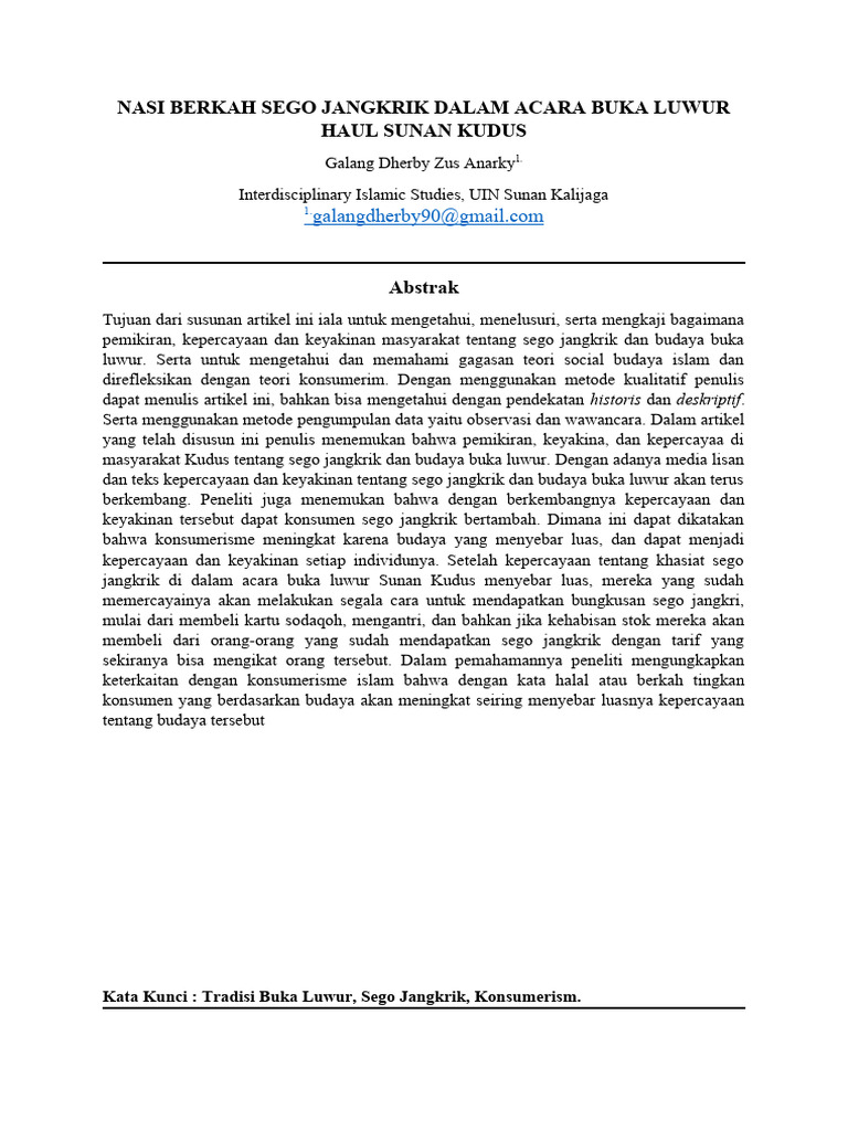 Sego Jangkrik dan Tradisi Buka Luwur | PDF | Agama & Spiritualitas