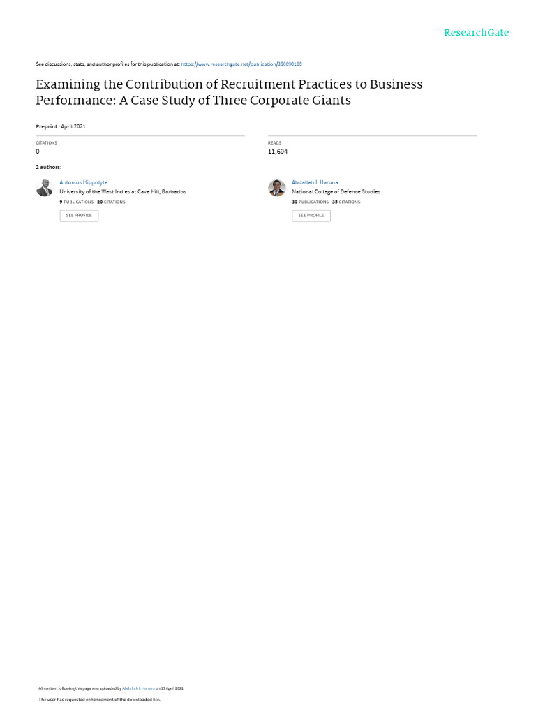 Examining The Contribution of Recruitmen | PDF | Recruitment | Apple Inc.