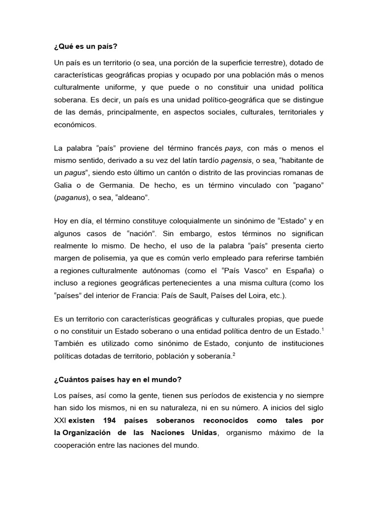 Qué Es Un País | PDF | Nación | Estado (política)