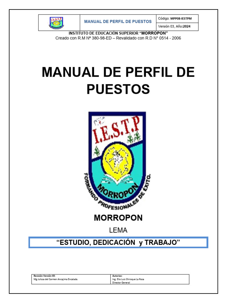 2024 MANUAL DE PERFIL DE PUESTOS 2024 | PDF | Educación más alta | Maestros