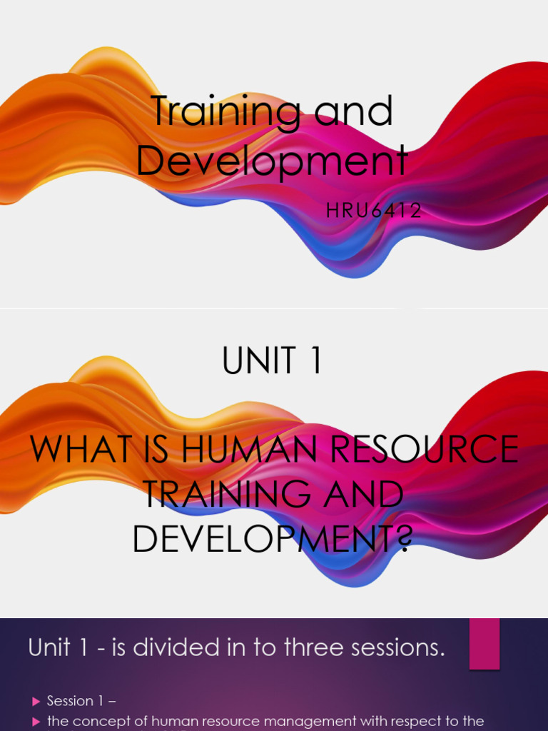 DS 01 T and D - Unit 1-Intro To T and D | PDF | Human Resource ...