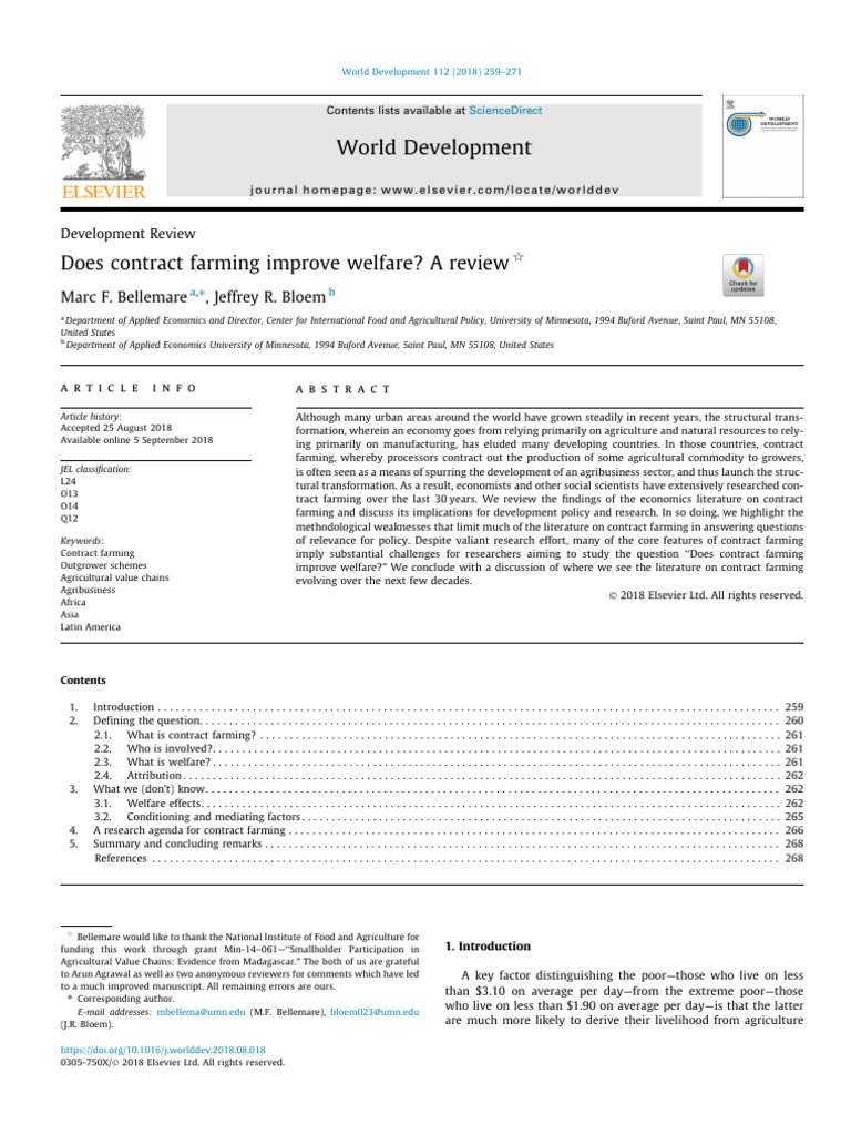 2018 Bellemare | PDF | Agriculture | Economies