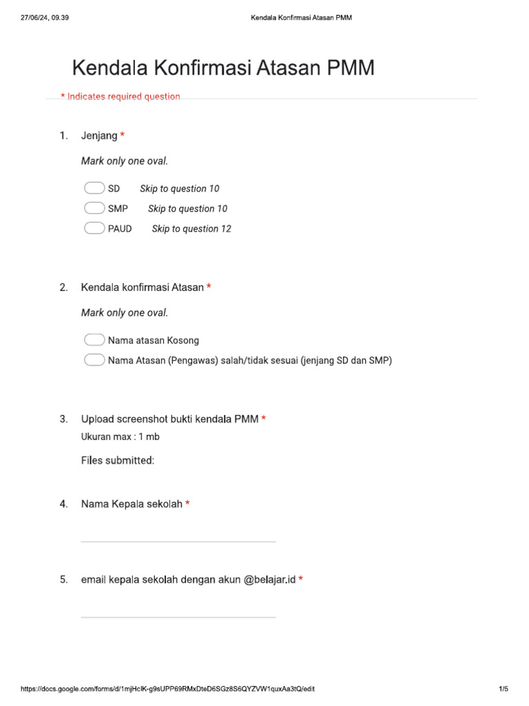 Kendala Konfirmasi Atasan PMM - Google Forms | PDF | Computers