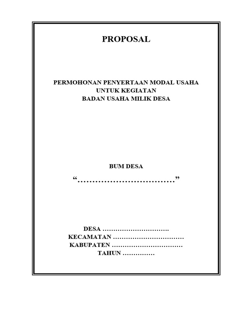 Permohonan Modal Usaha BUMDes | PDF