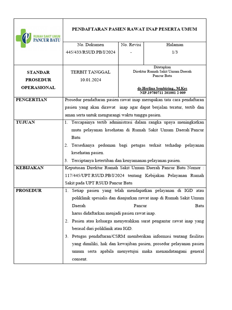 Spo Lengkap Rsud | PDF