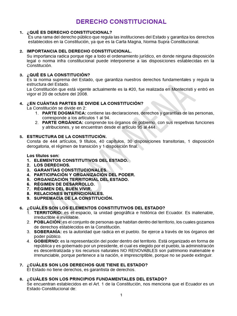 Cuestionario D - Constitucional - Xihomy | PDF | Judicaturas | Debido ...