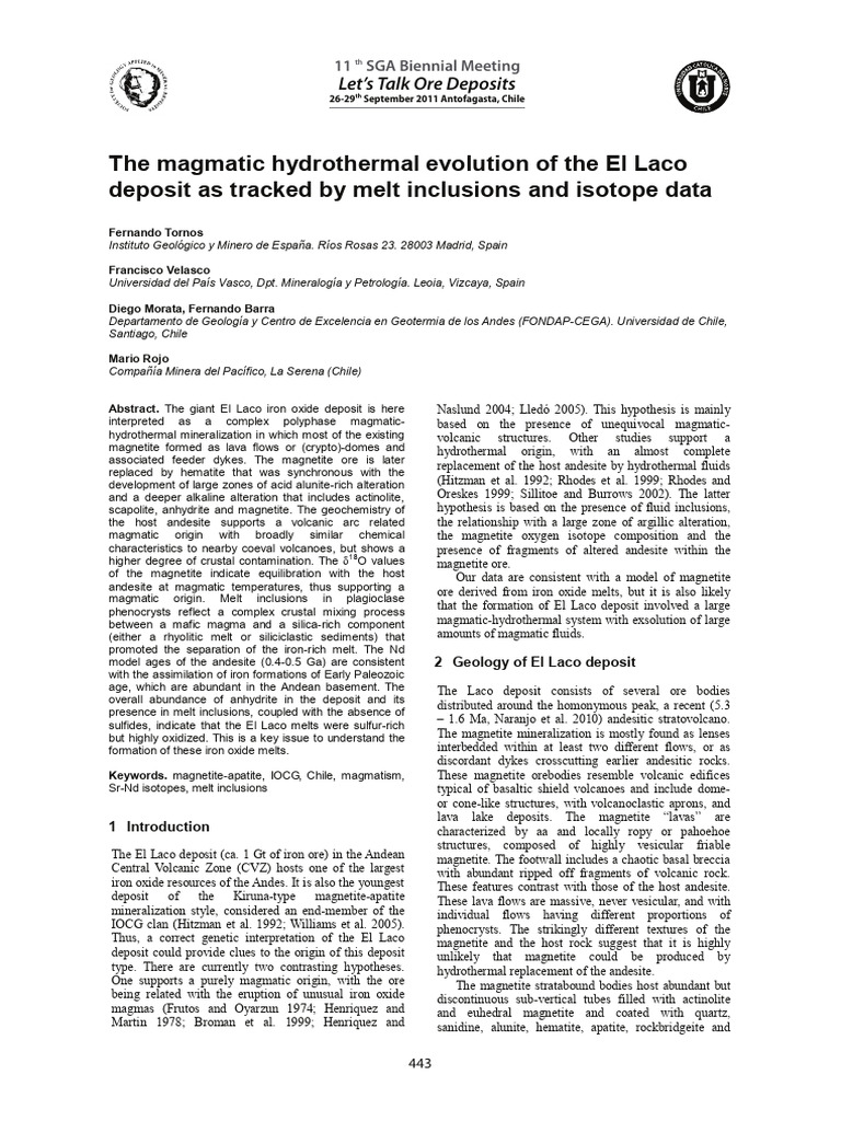 El Laco Deposit: Magmatic-Hydrothermal Insights | PDF | Magma | Volcanism