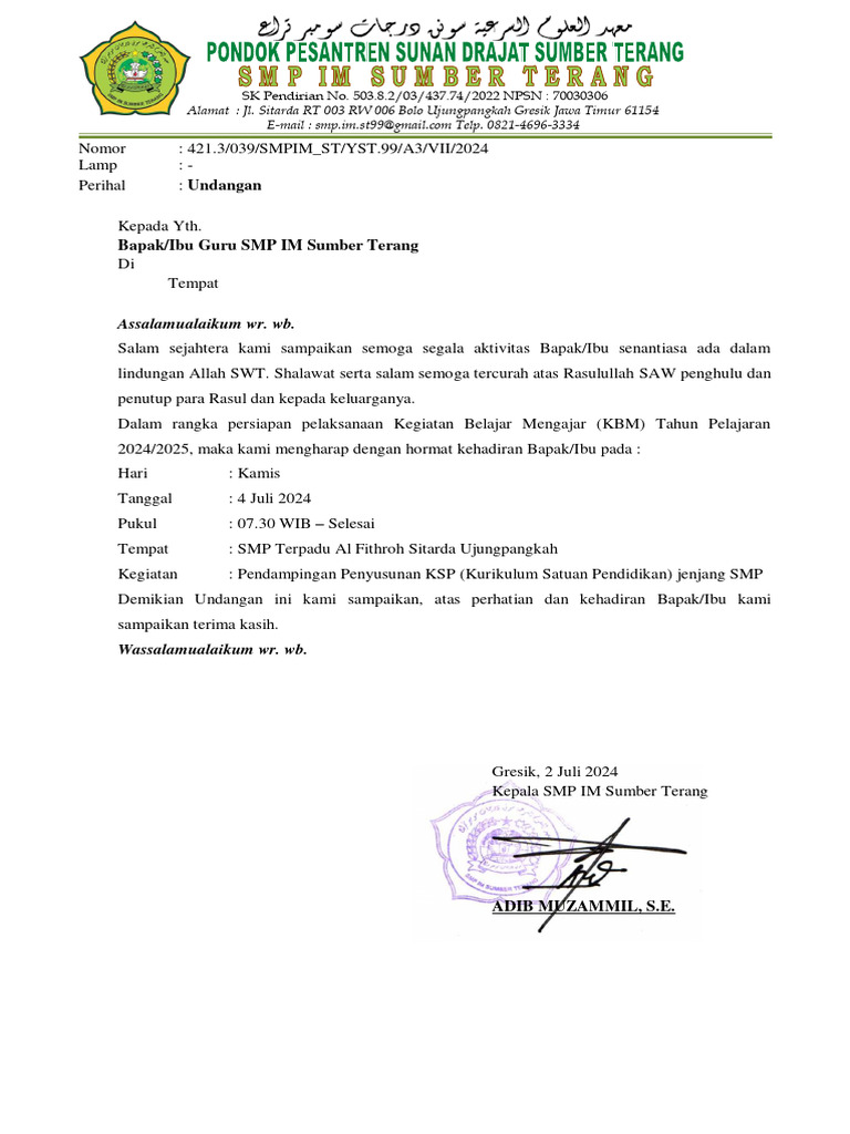 UNDANGAN PENYUSUNAN KSP 2024 | PDF