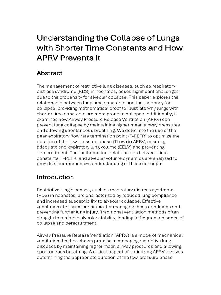 Preventing Lung Collapse with APRV Techniques | PDF | Lung | Exhalation