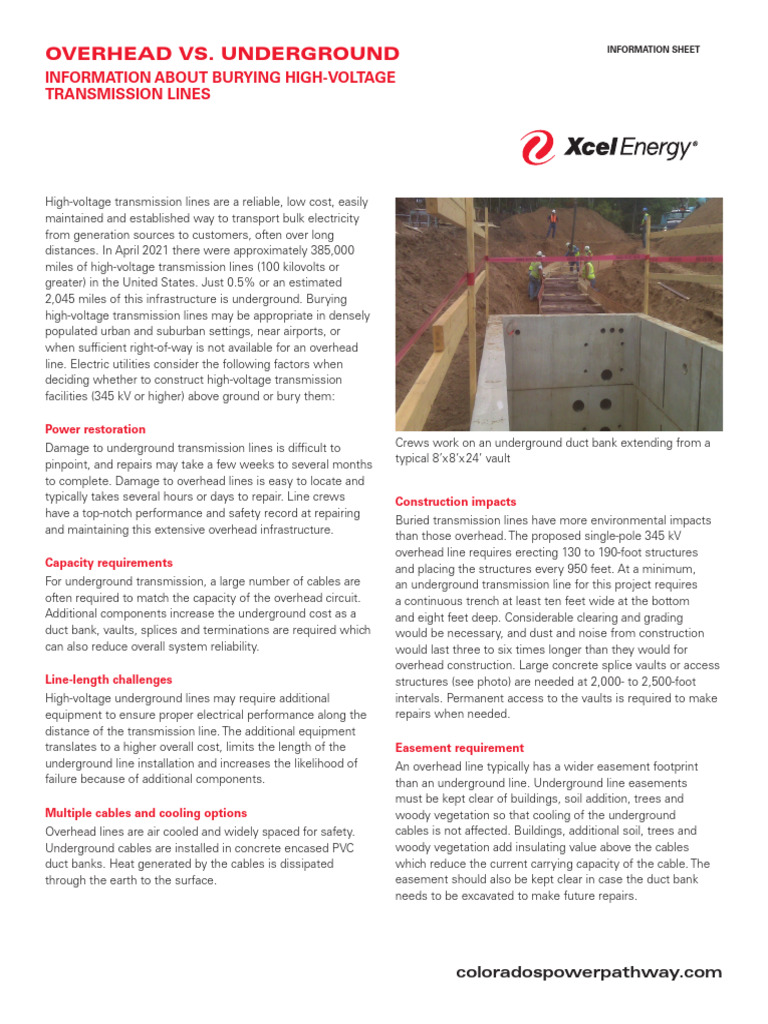 Transmission CO Avery Substation Overhead Vs Underground Info Sheet ...