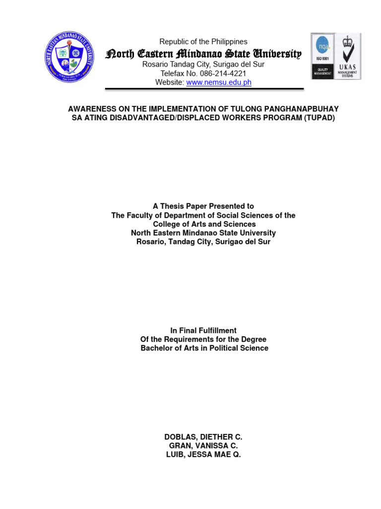 Awareness On The Implementation of Tulong Panghanapbuhay Sa Ating Disadvantaged/displaced ...