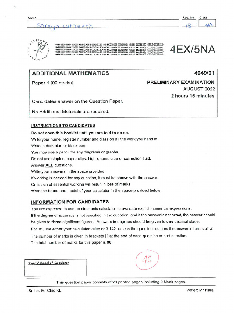 Maylfower AM P1 Ans (Sheray) | PDF