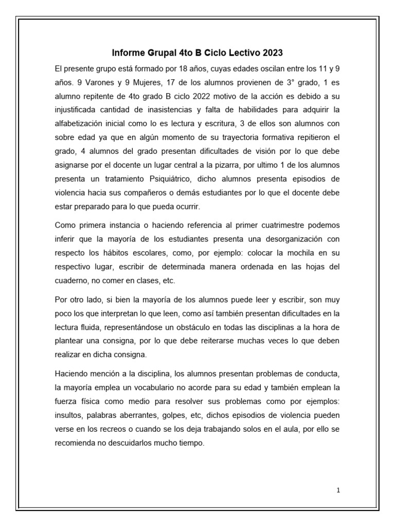 Informe Grupal | PDF | Aprendizaje