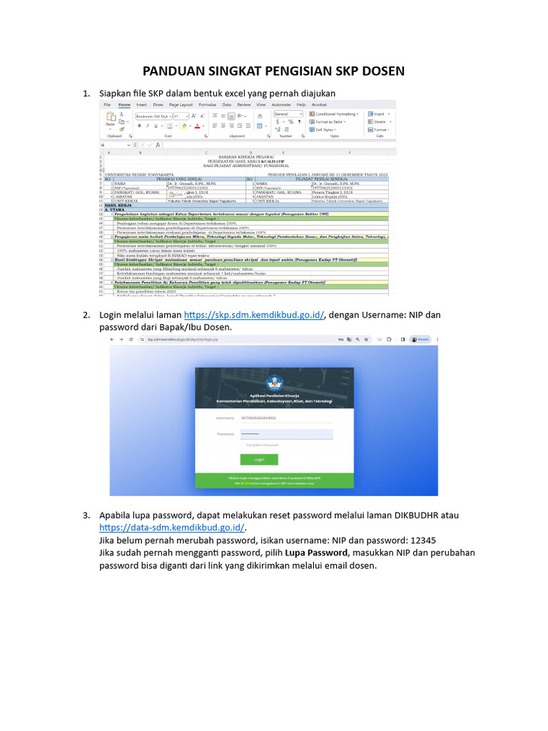 Panduan Singkat Pengisian SKP Dosen | PDF