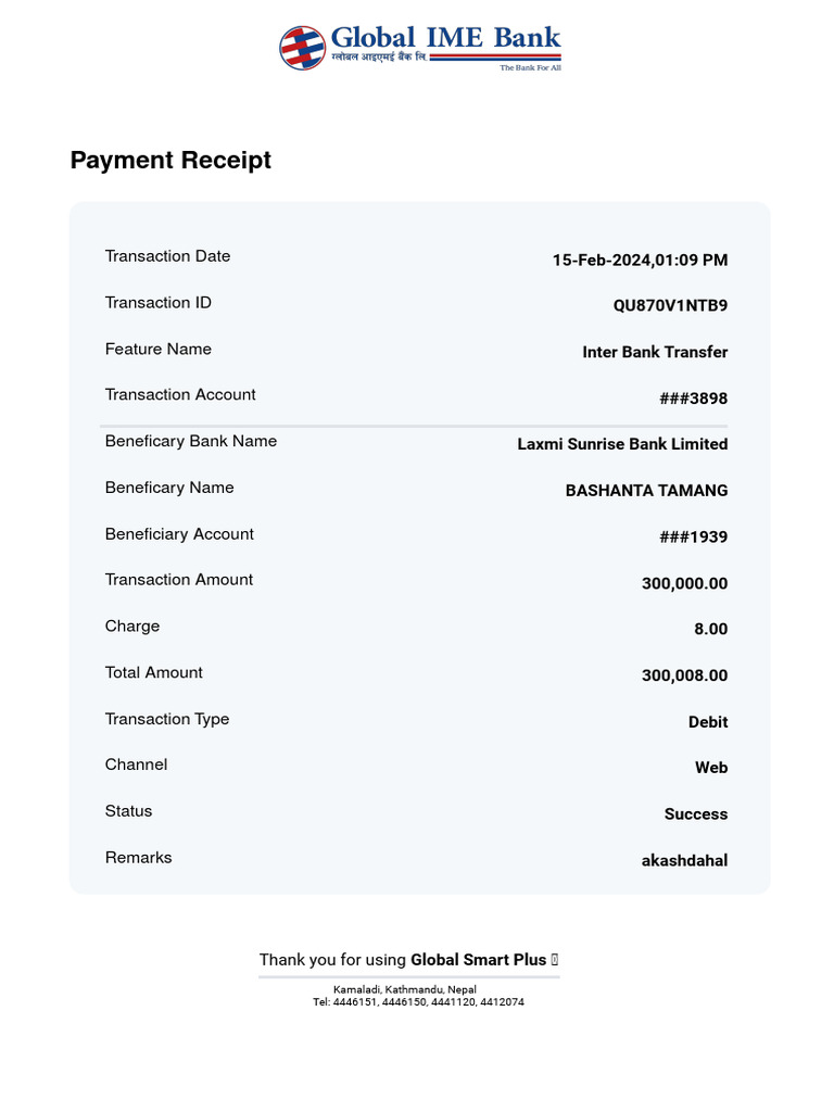 Transaction Receipt 13 | PDF