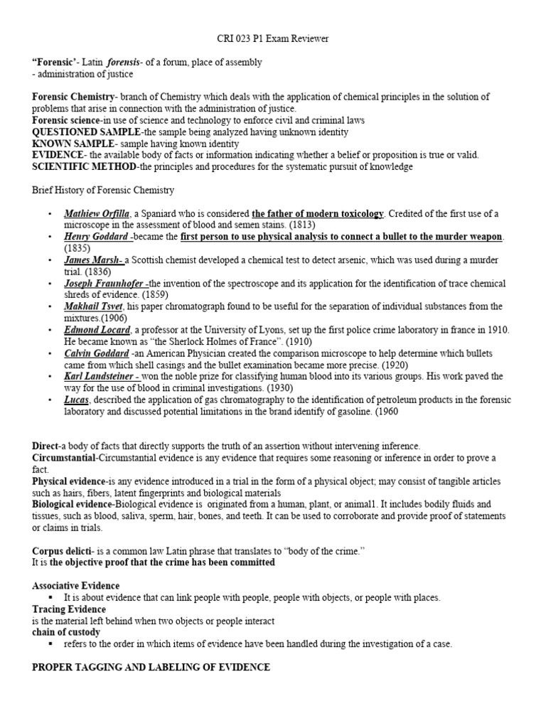 CRI 023 Forensic Chemistry Exam Guide | PDF | Gunpowder | Forensic Science
