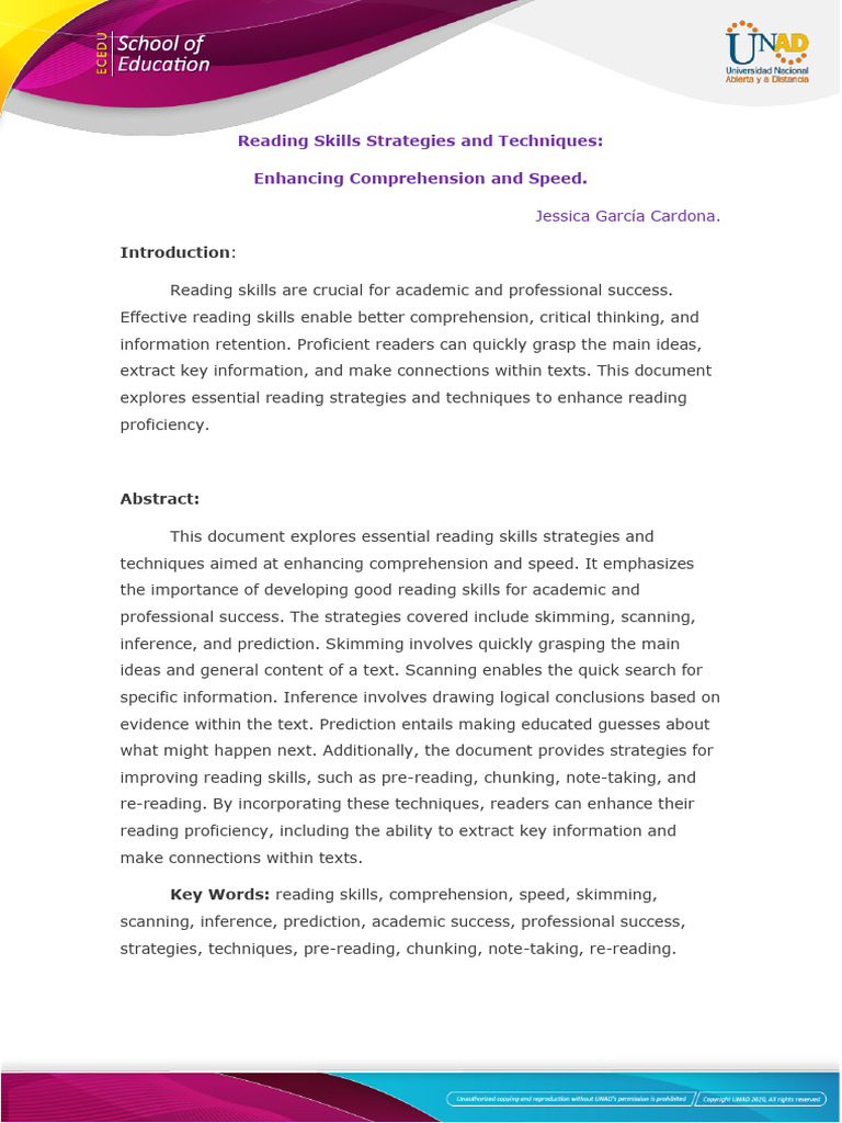 Annex 2 - Reading Skills Strategies and Techniques | PDF | Reading ...