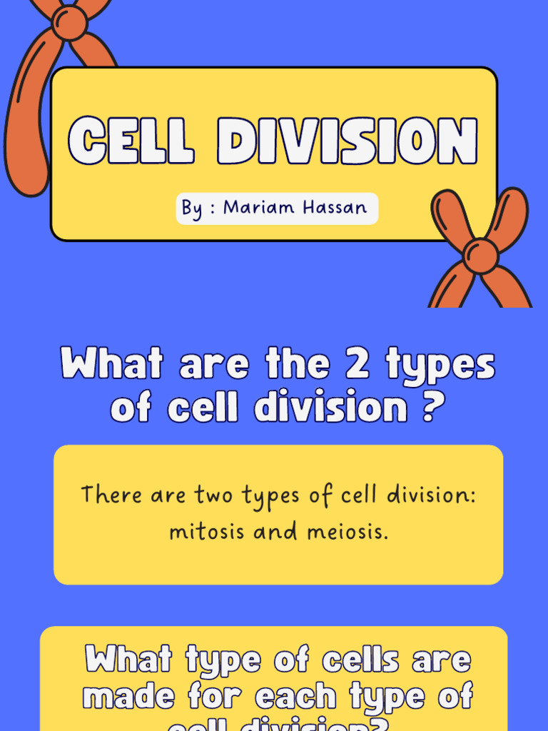 Types and Stages of Cell Division | PDF | Wellness | Science & Mathematics