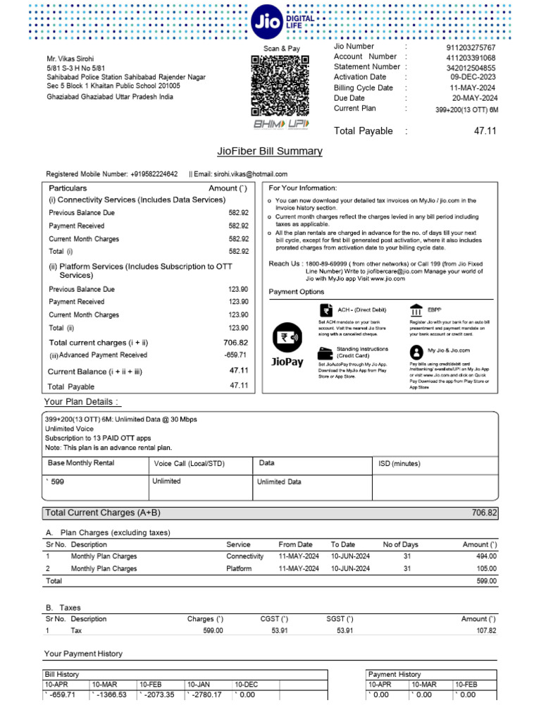 Jio Bill - May'24 | PDF | Taxation | Government Finances