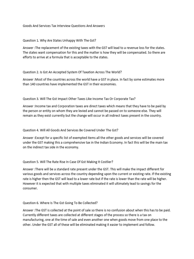 GST Question For Technical Round | PDF | Taxes | Value Added Tax