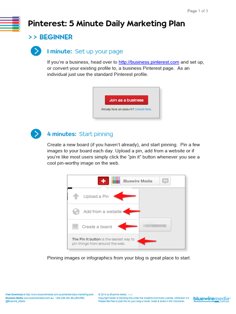 Pinterest - 5 Minute Daily Marketing Plan v1.3 | PDF | Creative Commons ...