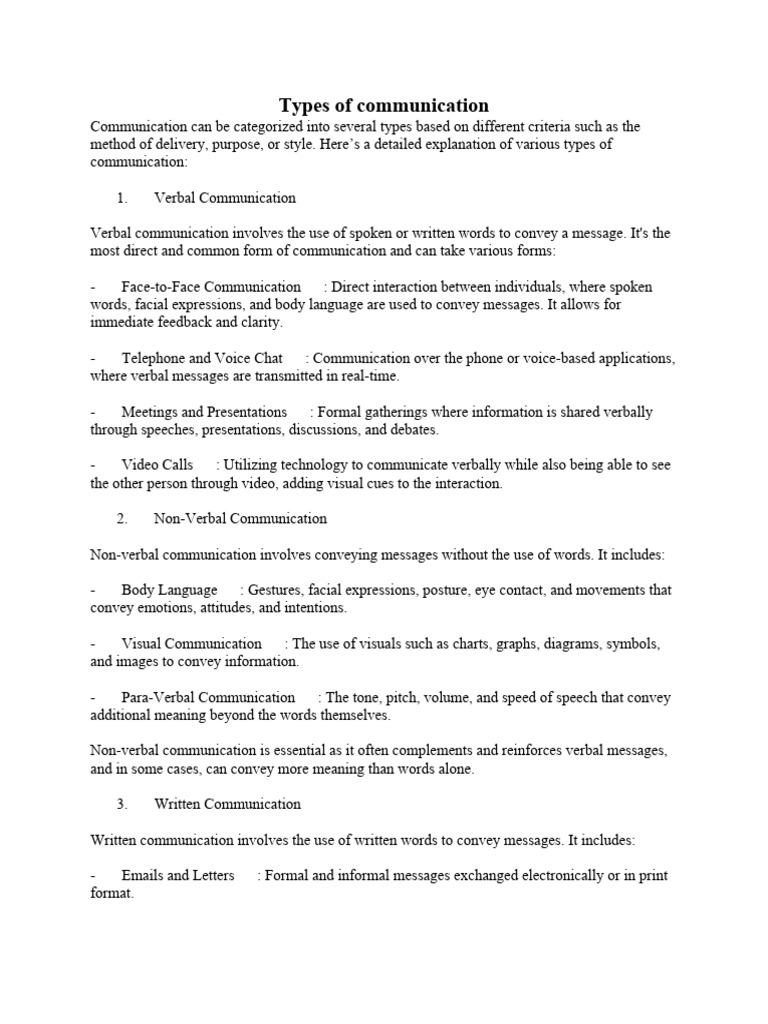 Types of Communication | PDF | Communication | Nonverbal Communication